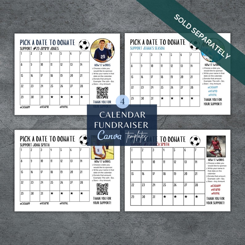 All Purpose Pick A Date Calendar Fundraiser Canva Template, No Photo ...