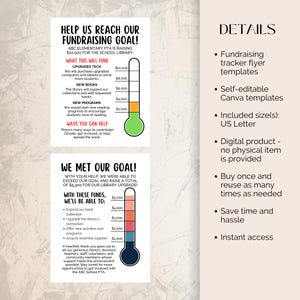 PTO Fundraiser Tracker Flyer Canva Template, Fundraising Thermometer ...