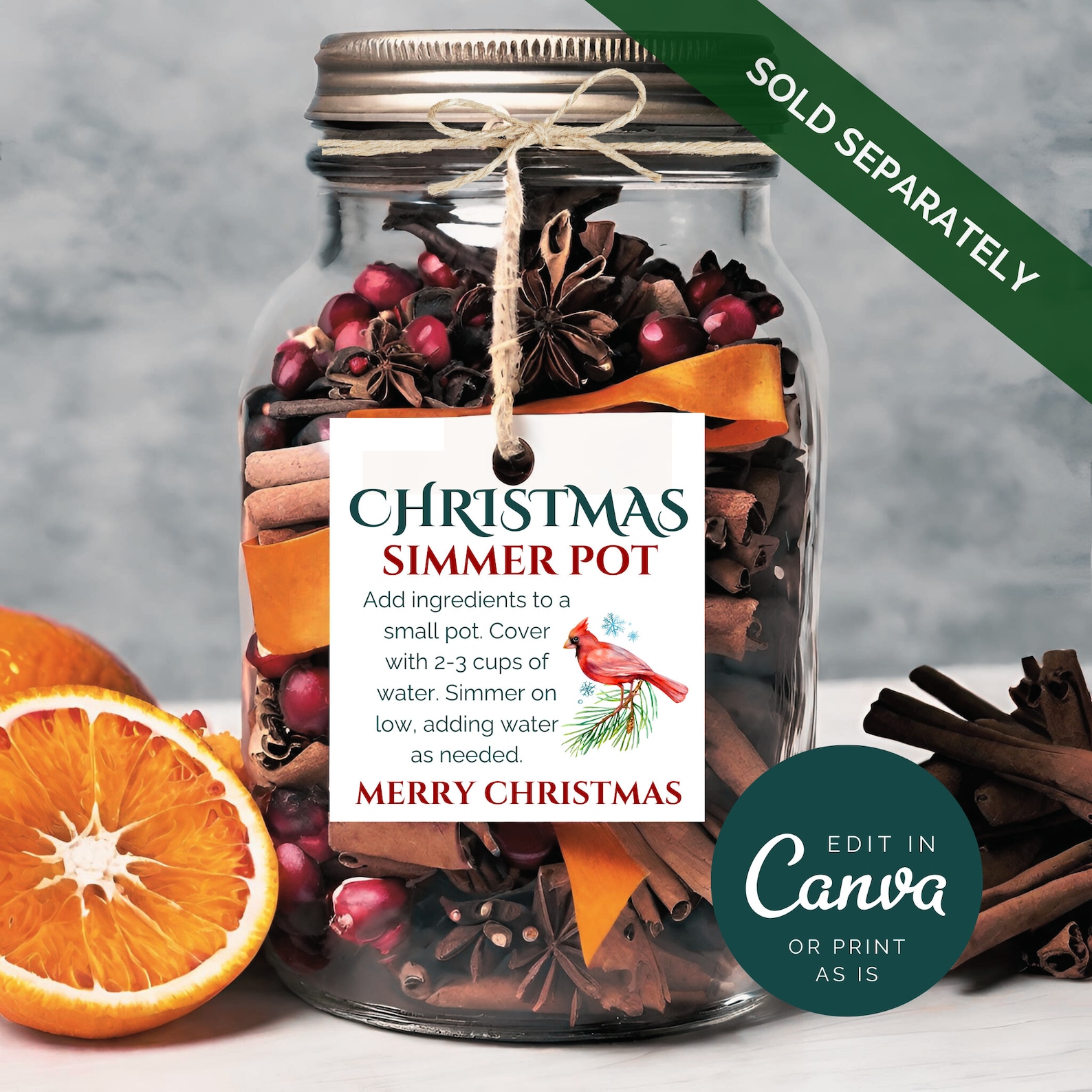 Christmas Simmer Pot Tag, Holiday Stovetop Potpourri Gift Tag ...