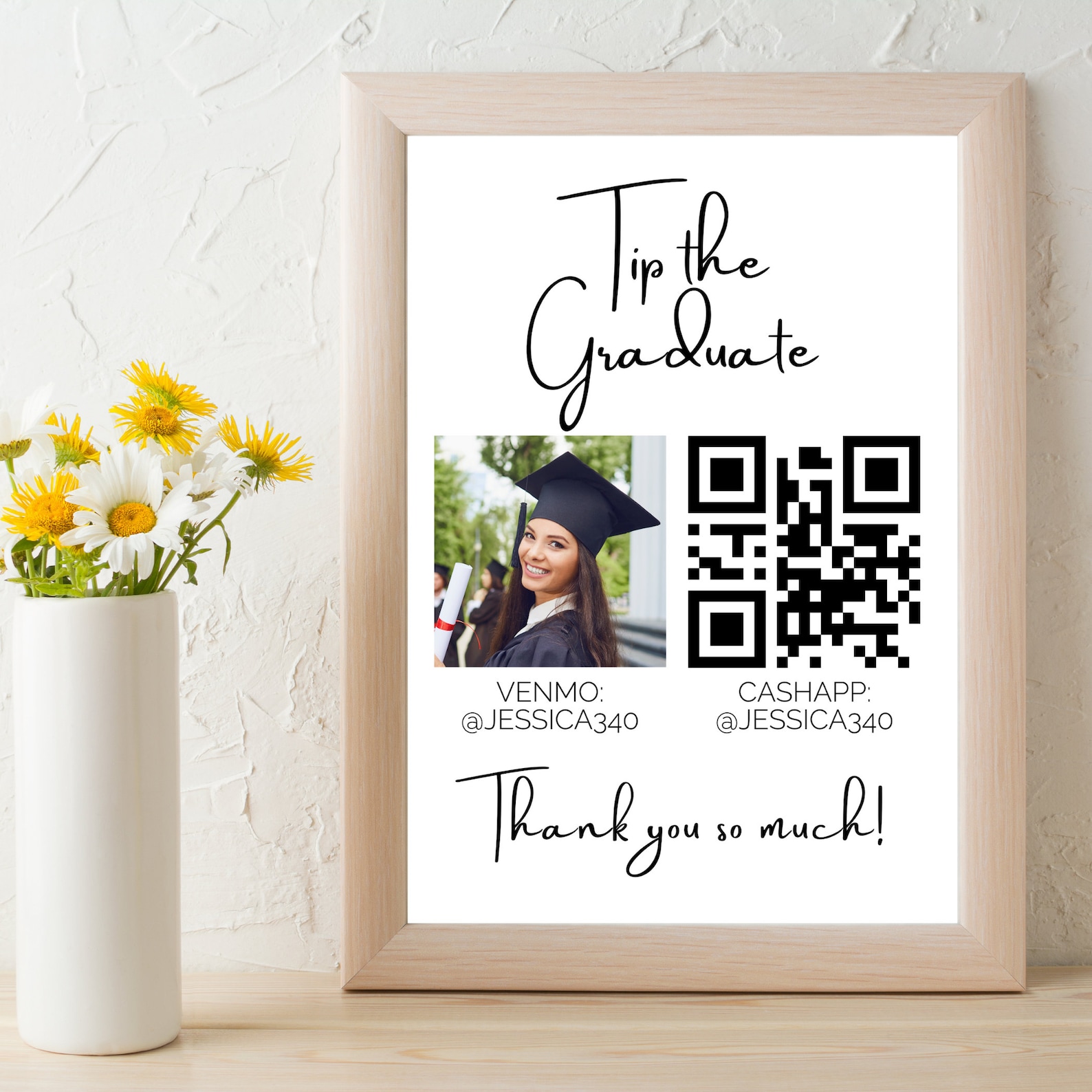 Tip the Graduate QR Code Sign, Graduation Qr Code Sign for Open House ...