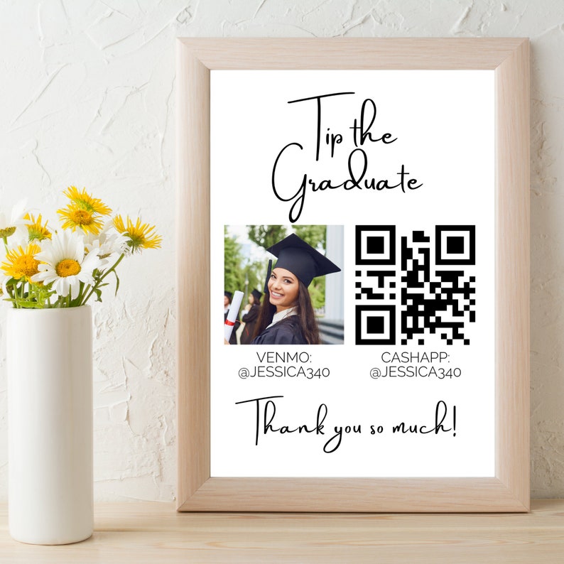 Tip the Graduate QR Code Sign, Graduation Qr Code Sign for Open House ...