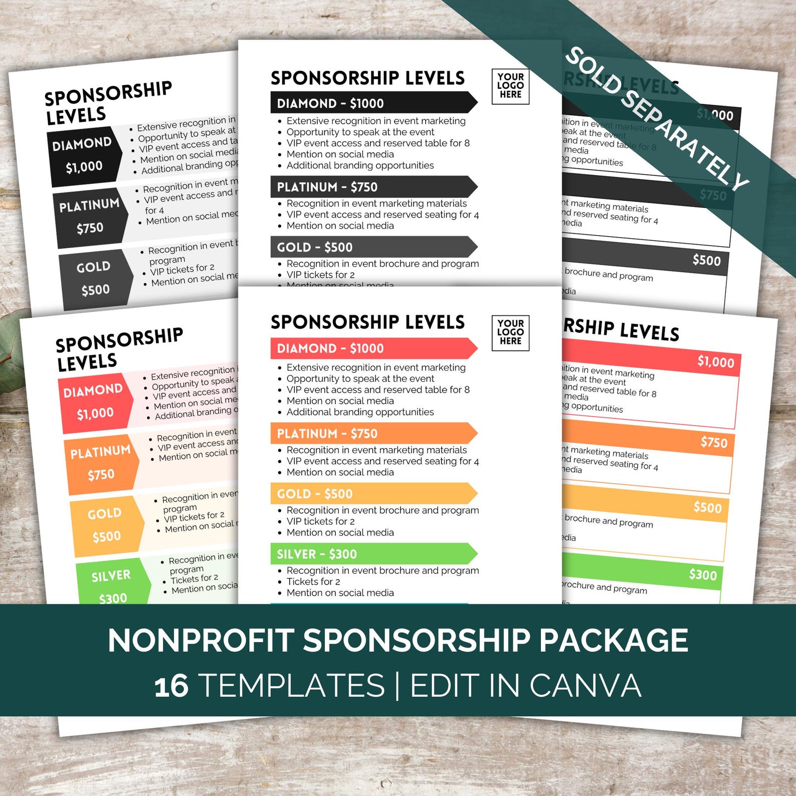 Sponsorship Levels Template, Nonprofit Sponsor Level Flyer, Nonprofit ...