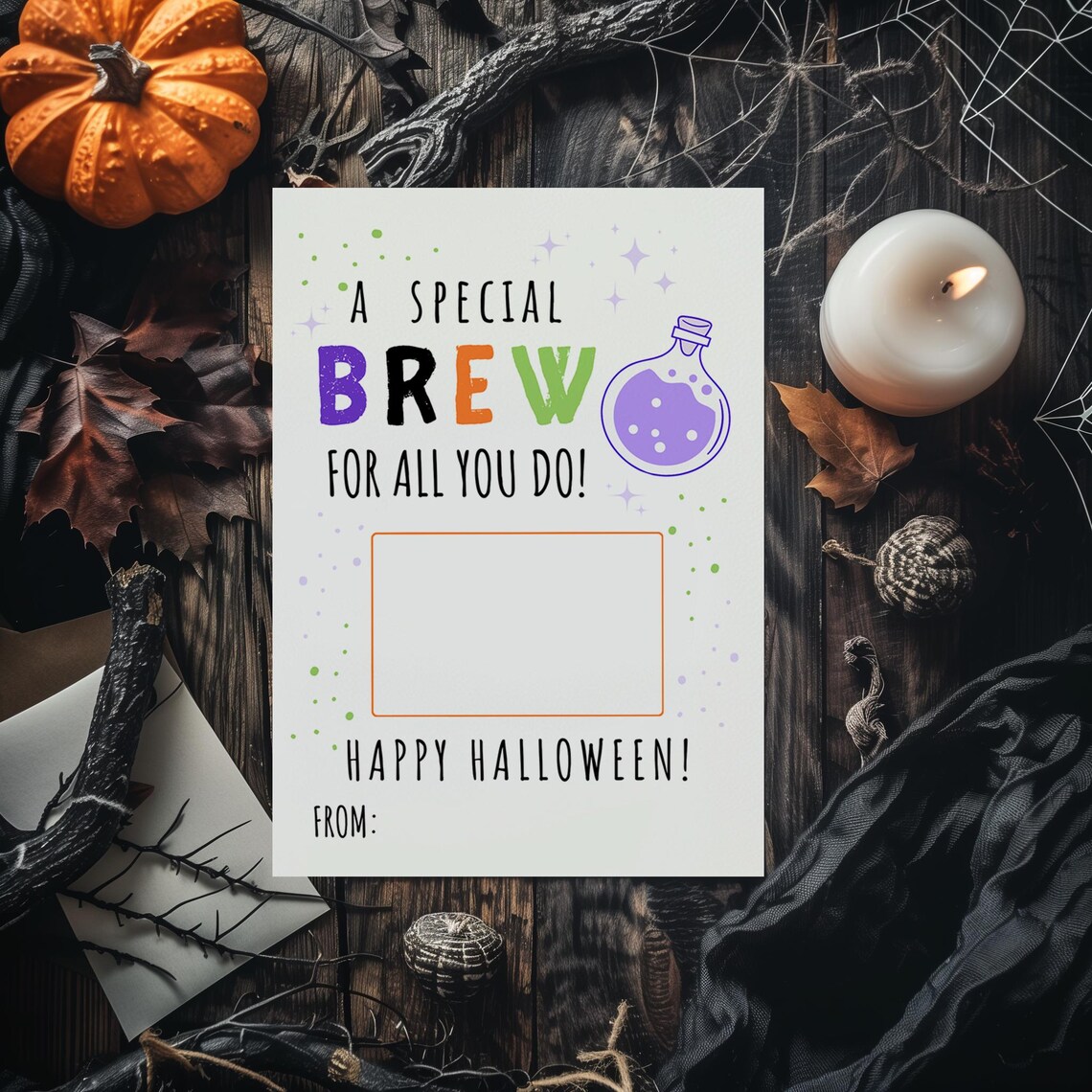 Halloween Gift Card Holder Brew Canva Template, Fall Thank You Gift ...