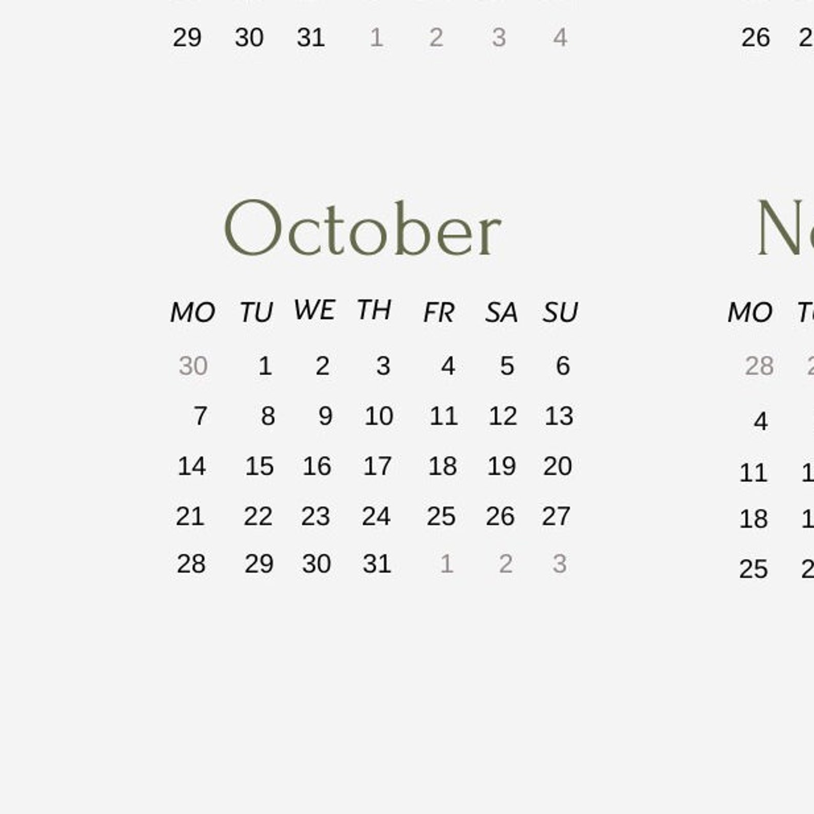 Printable Digital Calendar Wall Calendar Monthly Planner - Etsy