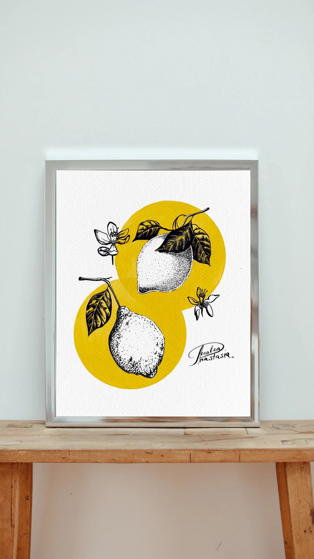 Illustrated Art Print, Lemon Fruit Art Print, Lemon Digital ...