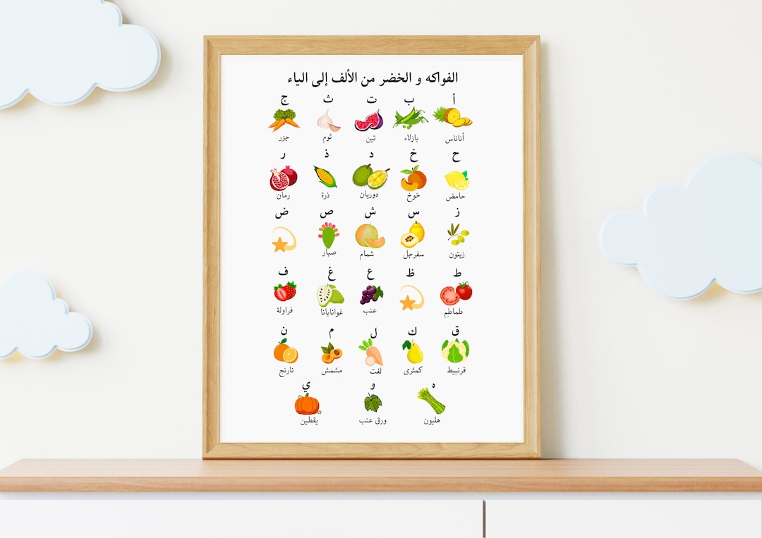 Fruits and Vegetables Arabic Poster - Arabic Educational Wall Art ...