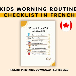 French Morning Routine Chart to Do Chart for Kids Printable Kid Routine ...