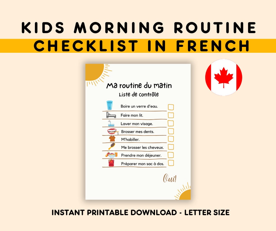 French Morning Routine Chart to Do Chart for Kids - Etsy