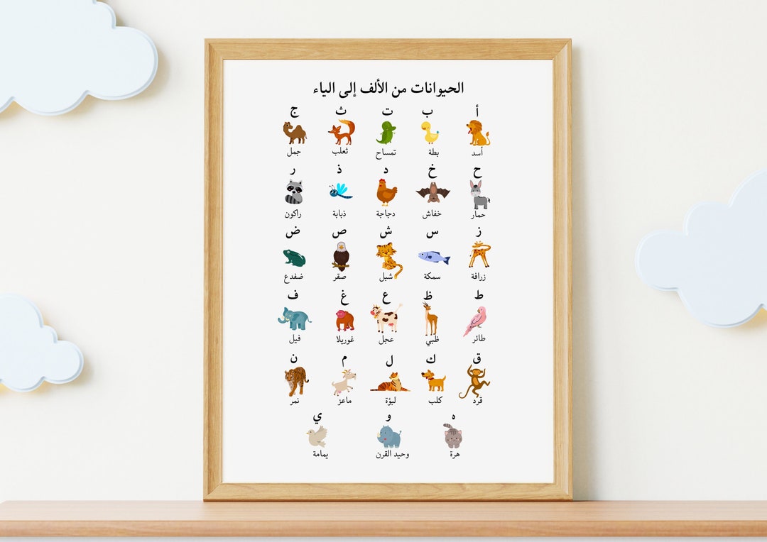 Animals in Arabic Poster Arabic Alphabet Animals From Alif to Ya ...
