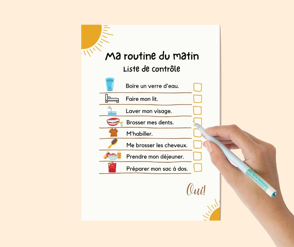 French Morning Routine Chart - to Do Chart for Kids - Printable - Kid ...