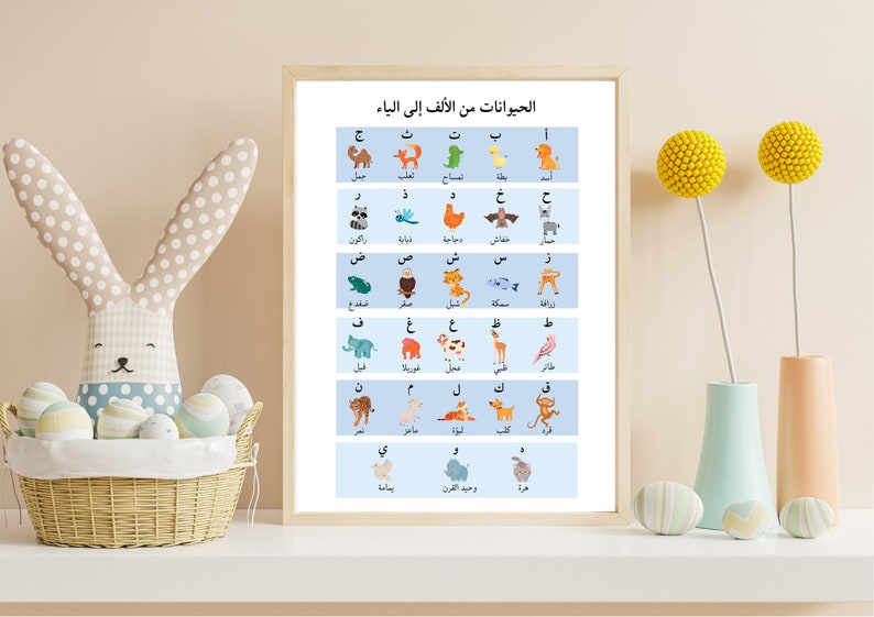 Animals Arabic Learning Poster Arabic Alphabet Animals - Etsy