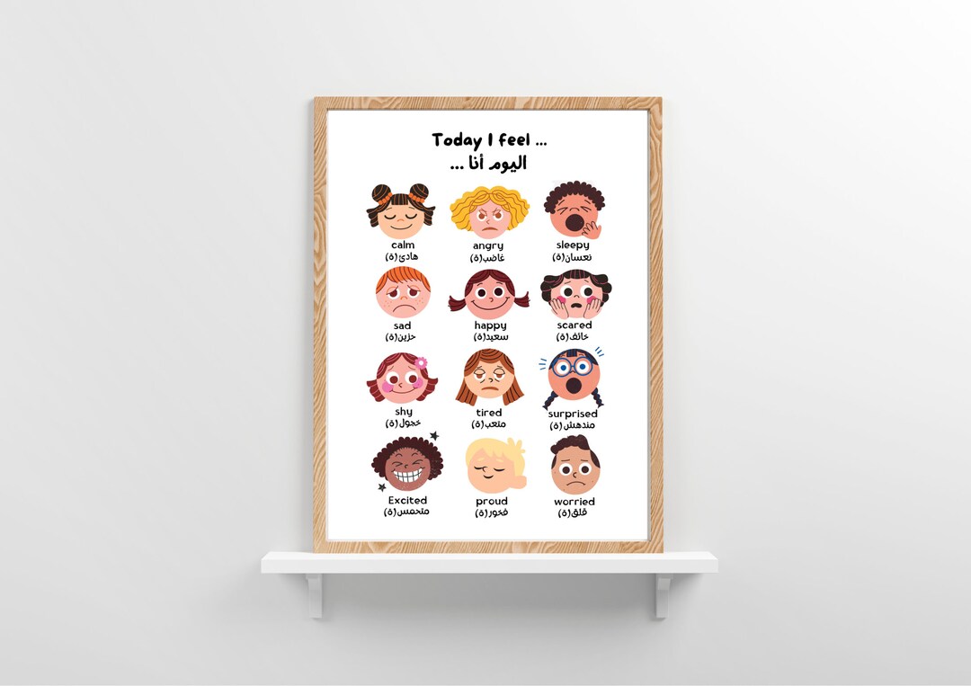 Emotions Learning Poster - Bilingual Arabic English Poster - Arabic ...