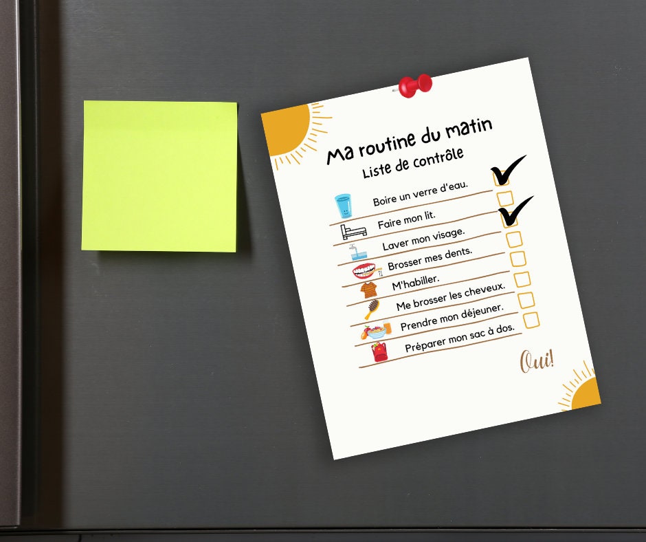 French Morning Routine Chart - to Do Chart for Kids - Printable - Kid ...