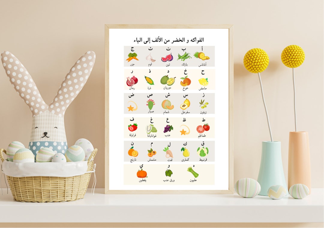 Fruits and Vegetables Arabic Poster - Educational Wall Art - Printable ...