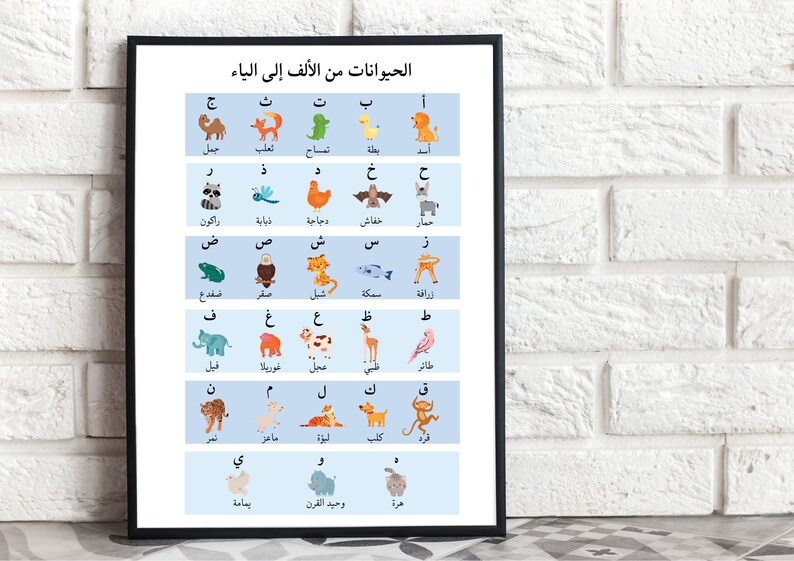 Animals Arabic Learning Poster Arabic Alphabet Animals - Etsy