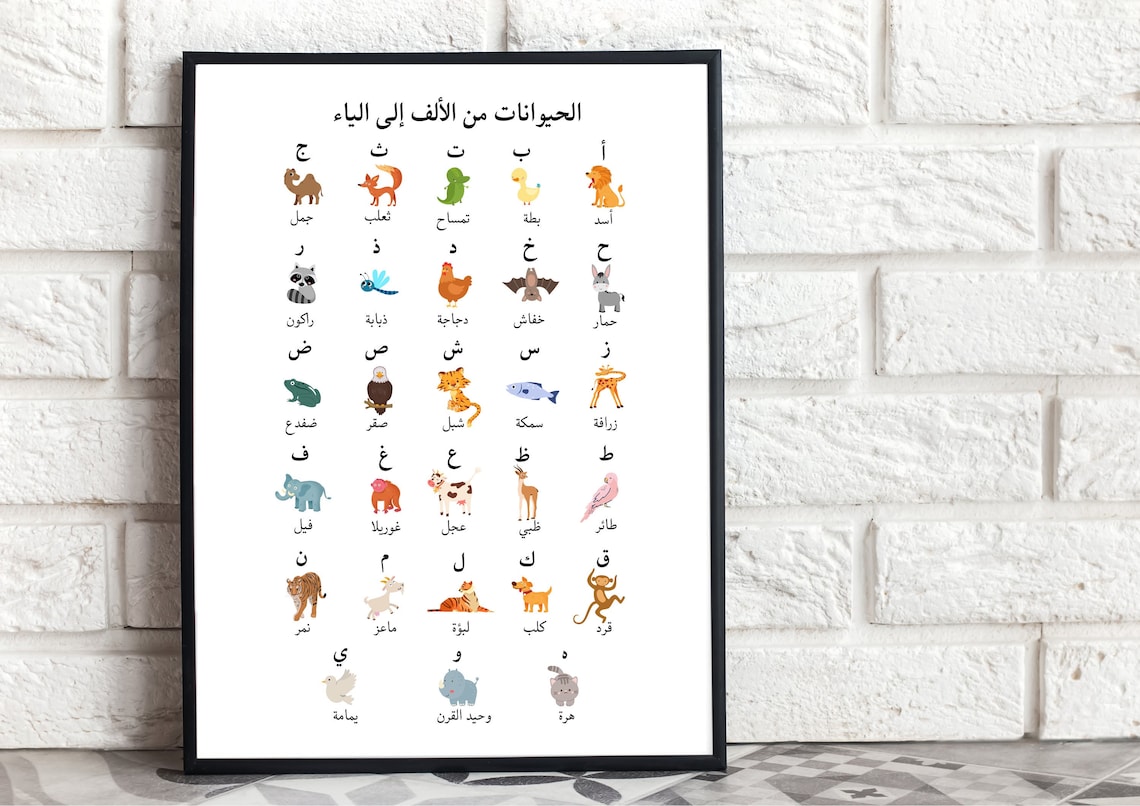 Animals in Arabic Poster Arabic Alphabet Animals From Alif to Ya ...