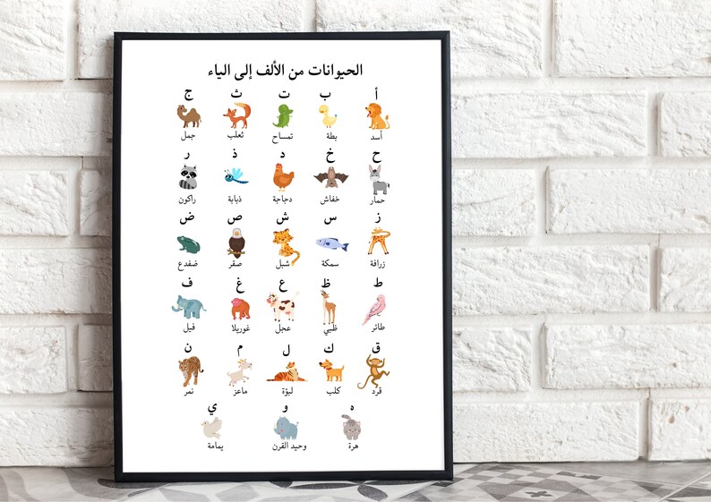 Animals in Arabic Poster Arabic Alphabet Animals From Alif to Ya ...