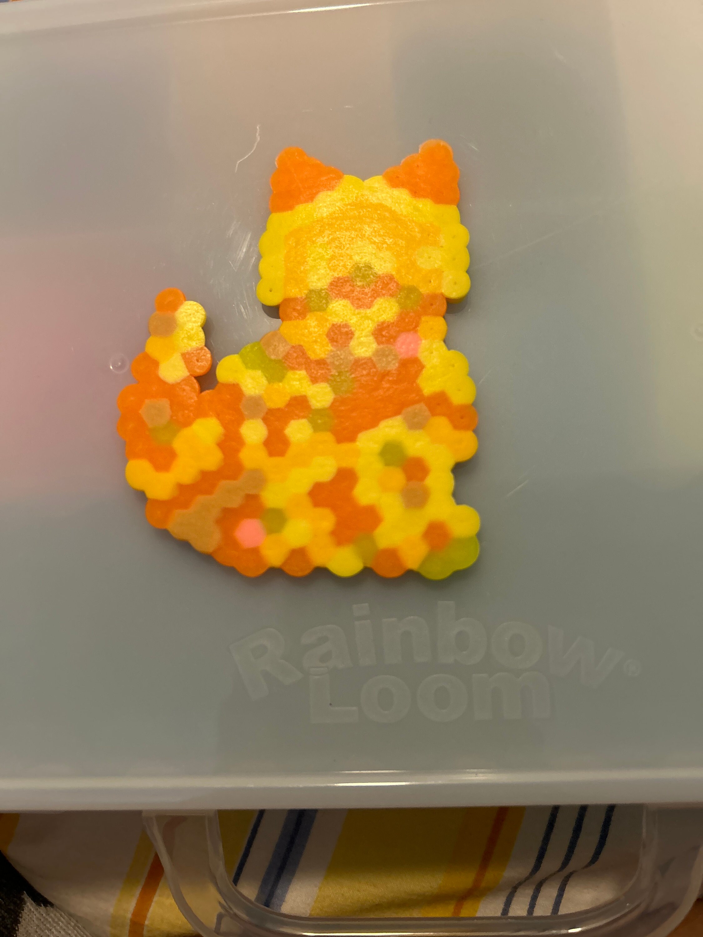 Yellow and Orange Perler Bead Cat - Etsy