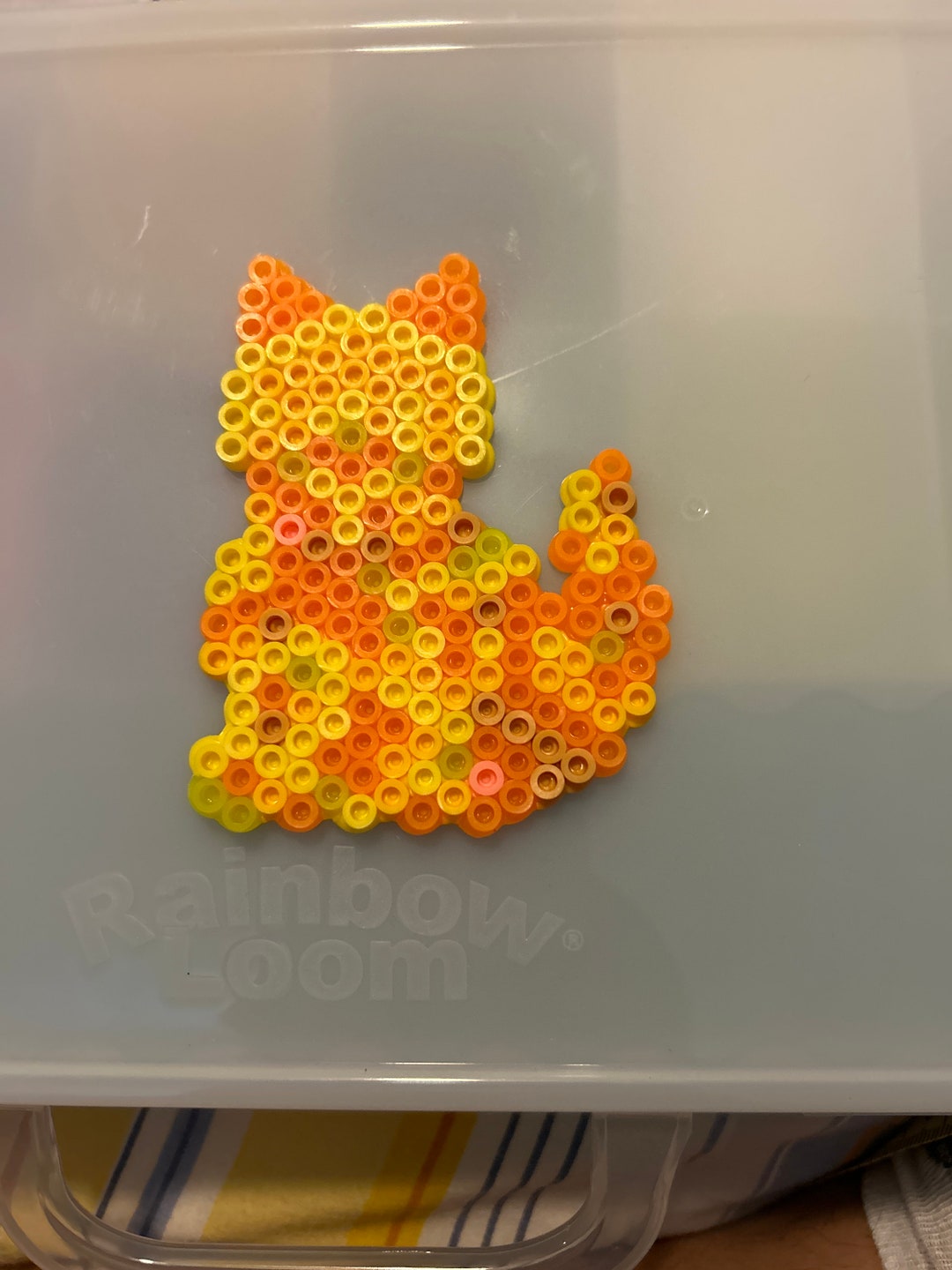 Yellow and Orange Perler Bead Cat - Etsy