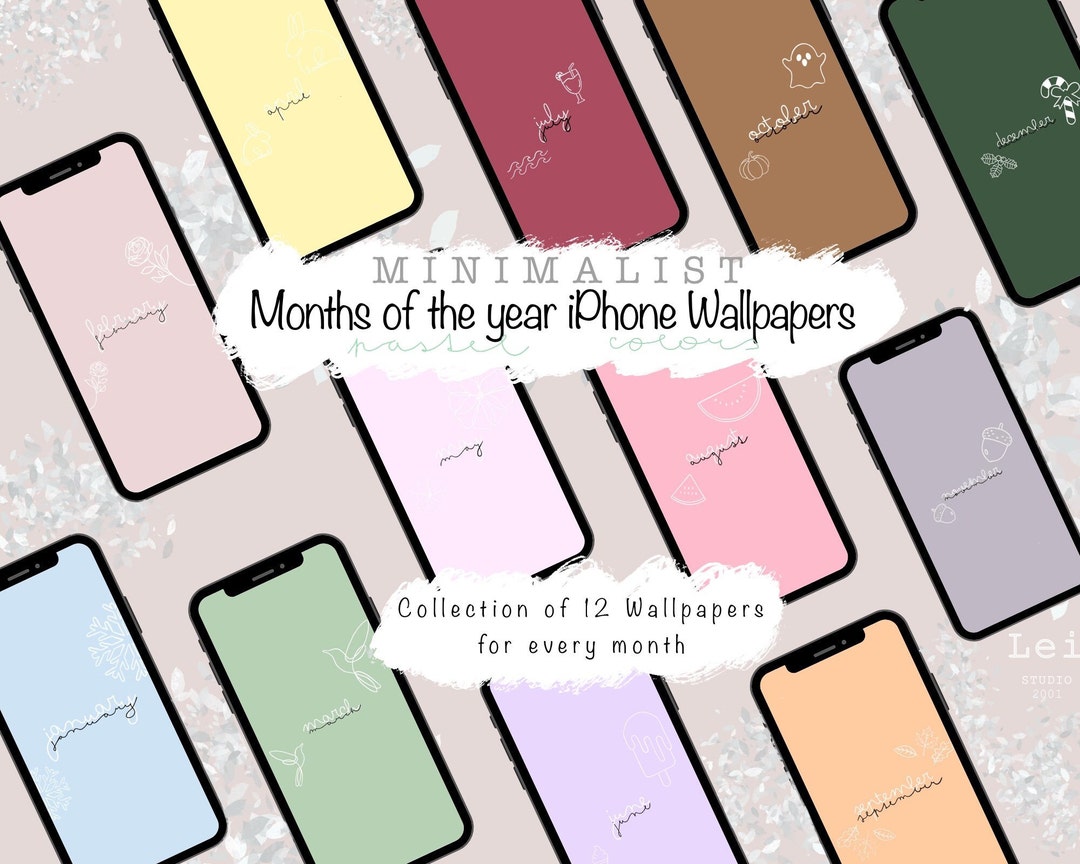Minimalist iPhone Wallpapers Months of the Year Simple - Etsy