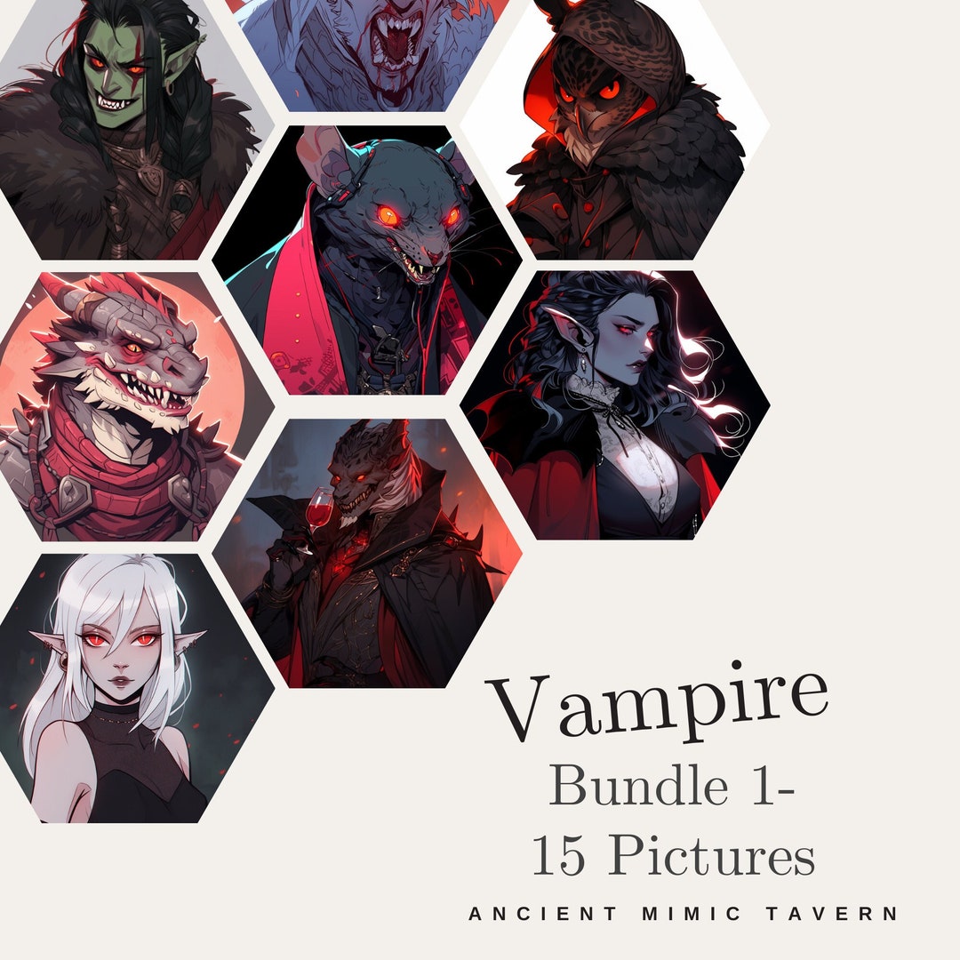 Vampire Bundle 1- 15 Vampire Portraits, Dungeons and Dragons Art, D&D ...
