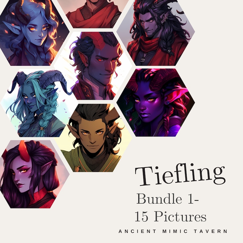 Tiefling Bundle 1 15 Tiefling Portraits, Dungeons and Dragons Art, D&D ...