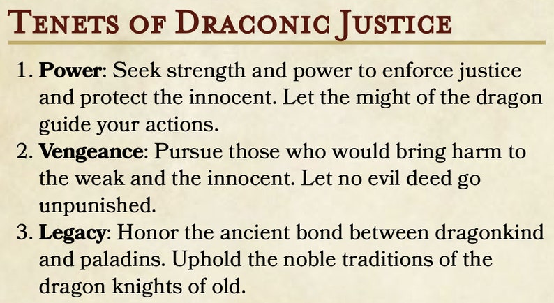 DND 5e- Paladin Subclass- Oath of Draconic Justice - Etsy