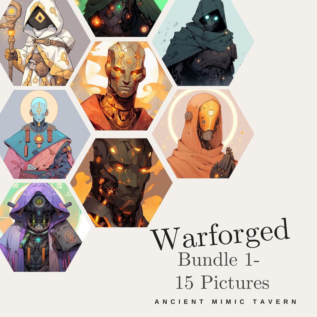 Warforged Bundle 1- 15 Warforged Portraits, Dungeons and Dragons Art, D ...