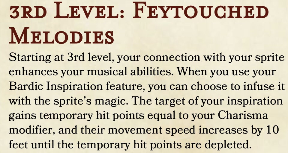 DND 5e- Bard Subclass- College of the Sprite - Etsy