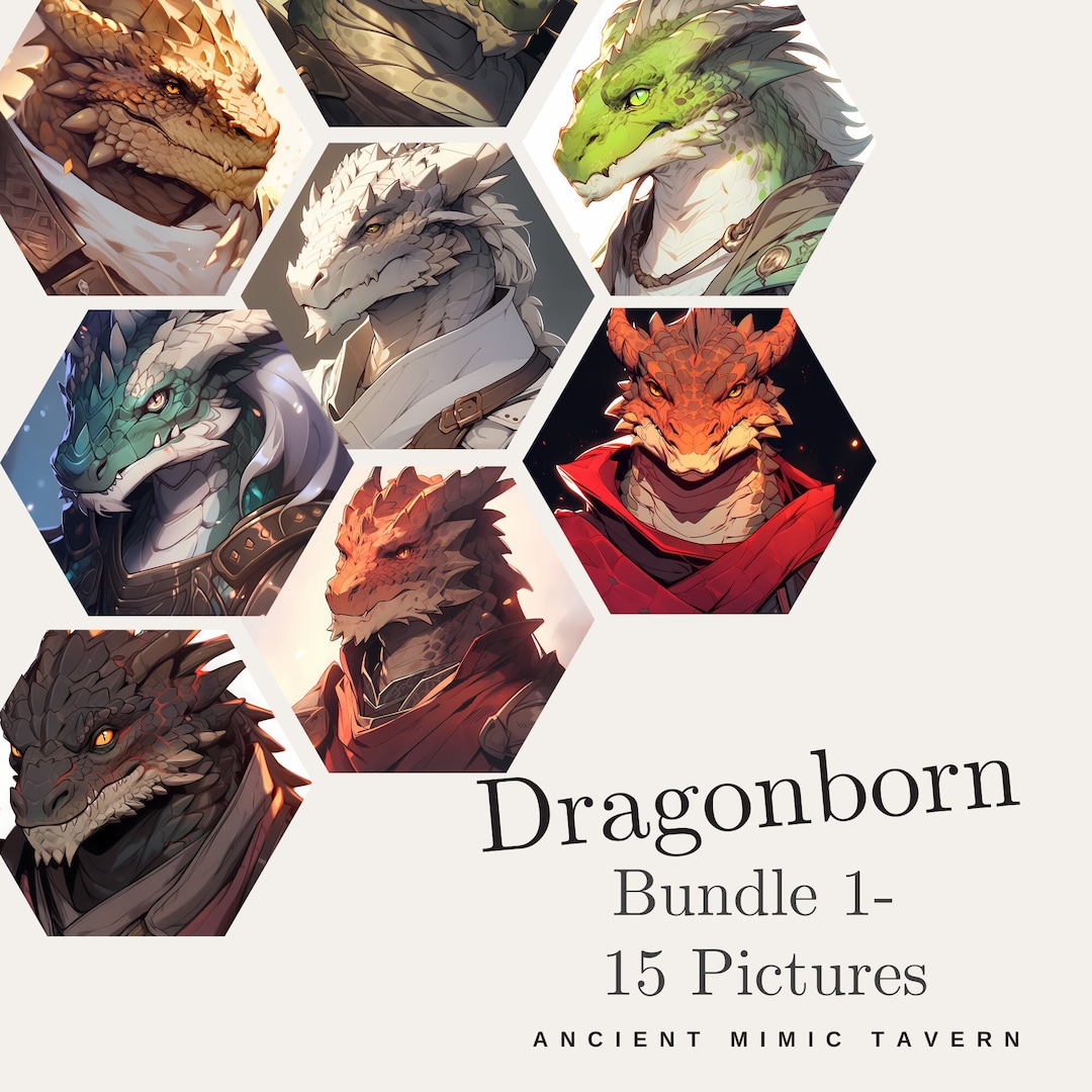 Dragonborn Bundle 1- 15 Dragonborn Portraits, Dungeons and Dragons Art ...
