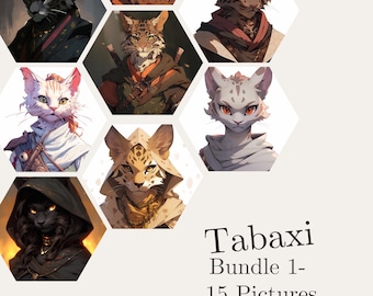 Tabaxi Character Portraits: D&D Art, Digital Download (PNG Bundle of 15 ...
