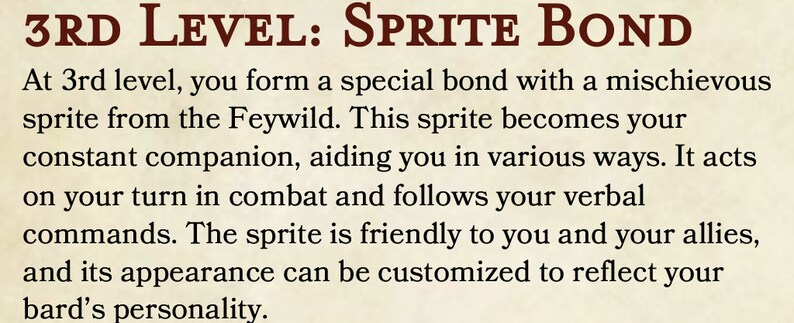 DND 5e- Bard Subclass- College of the Sprite - Etsy