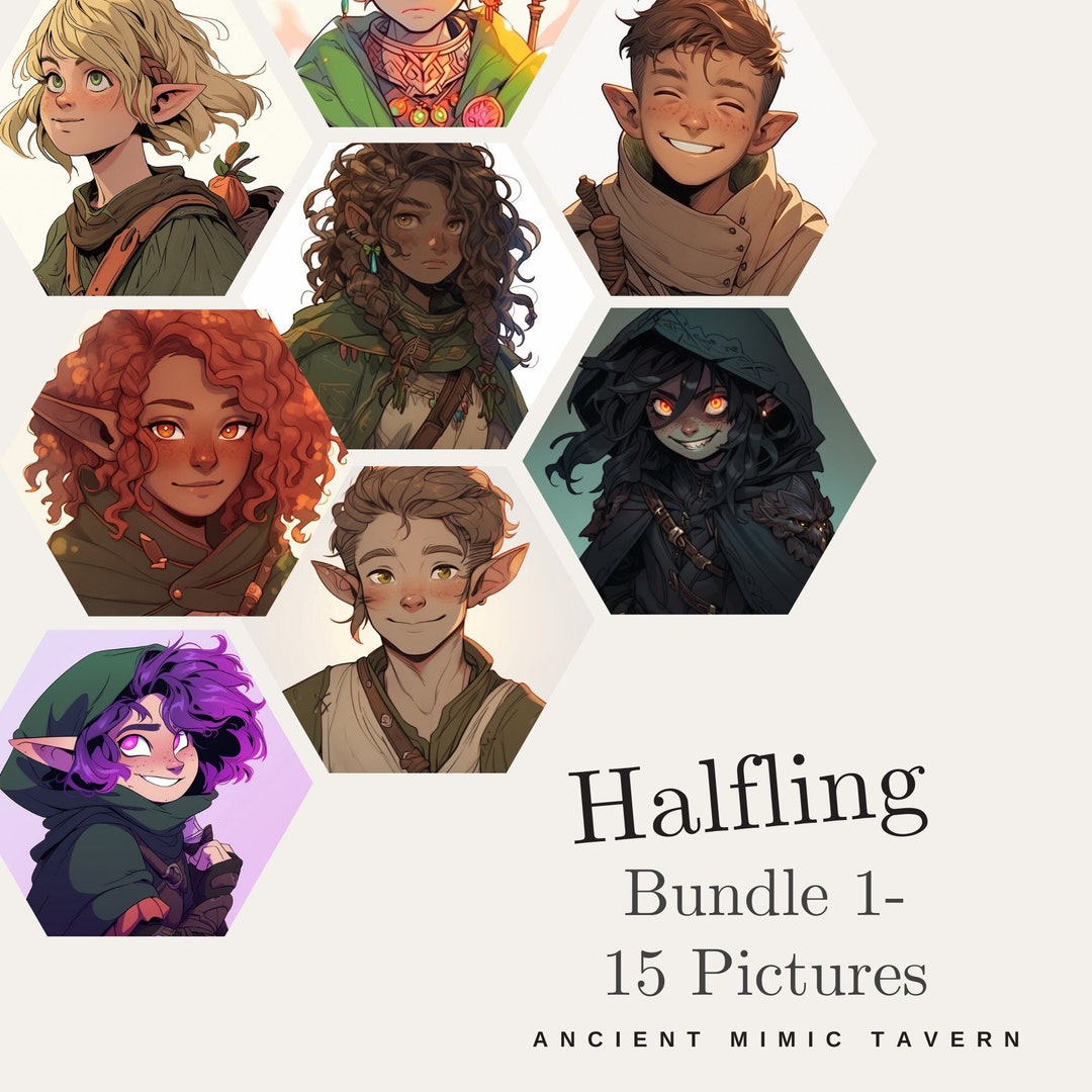 Halfling Bundle 1- 15 Halfling Portraits, Dungeons and Dragons Art, D&D Art, DND, TTRPG ...