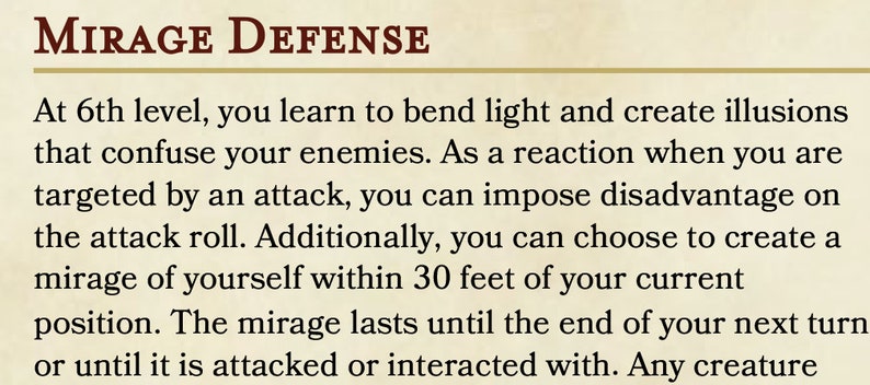 DND 5e- Monk Subclass- Way of Shifting Sands - Etsy