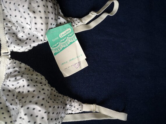 Soviet Era Vintage Brasserie Vintage White Polka Dots… - Gem