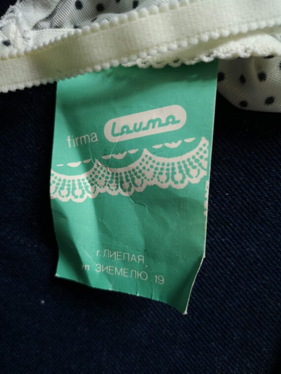 Soviet Era Vintage Brasserie Vintage White Polka Dots… - Gem