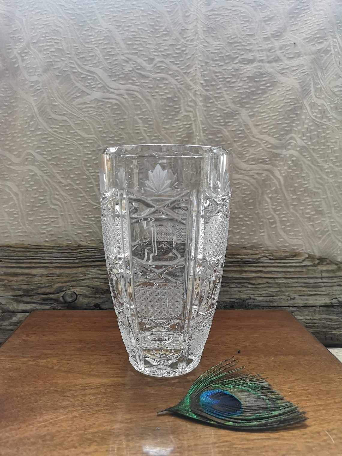 Vintage Pinwheel Cut Lead Crystal Vase, Home Decor - Etsy
