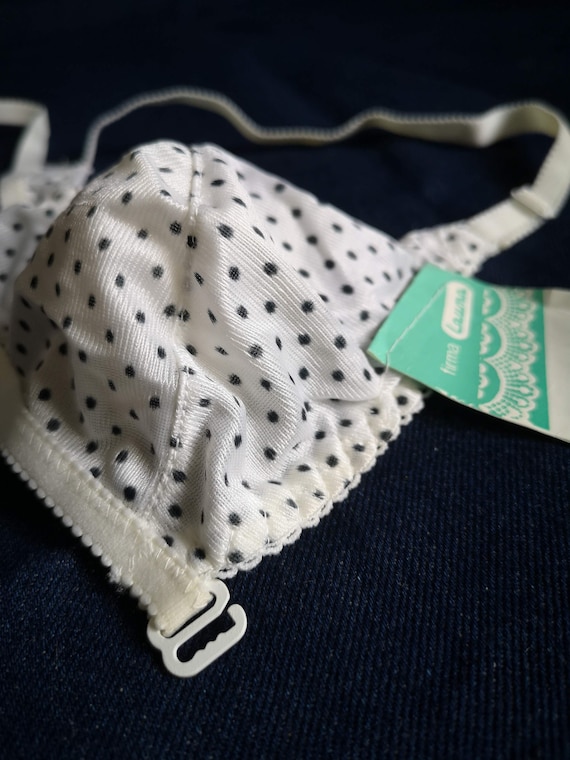 Soviet Era Vintage Brasserie Vintage White Polka Dots… - Gem