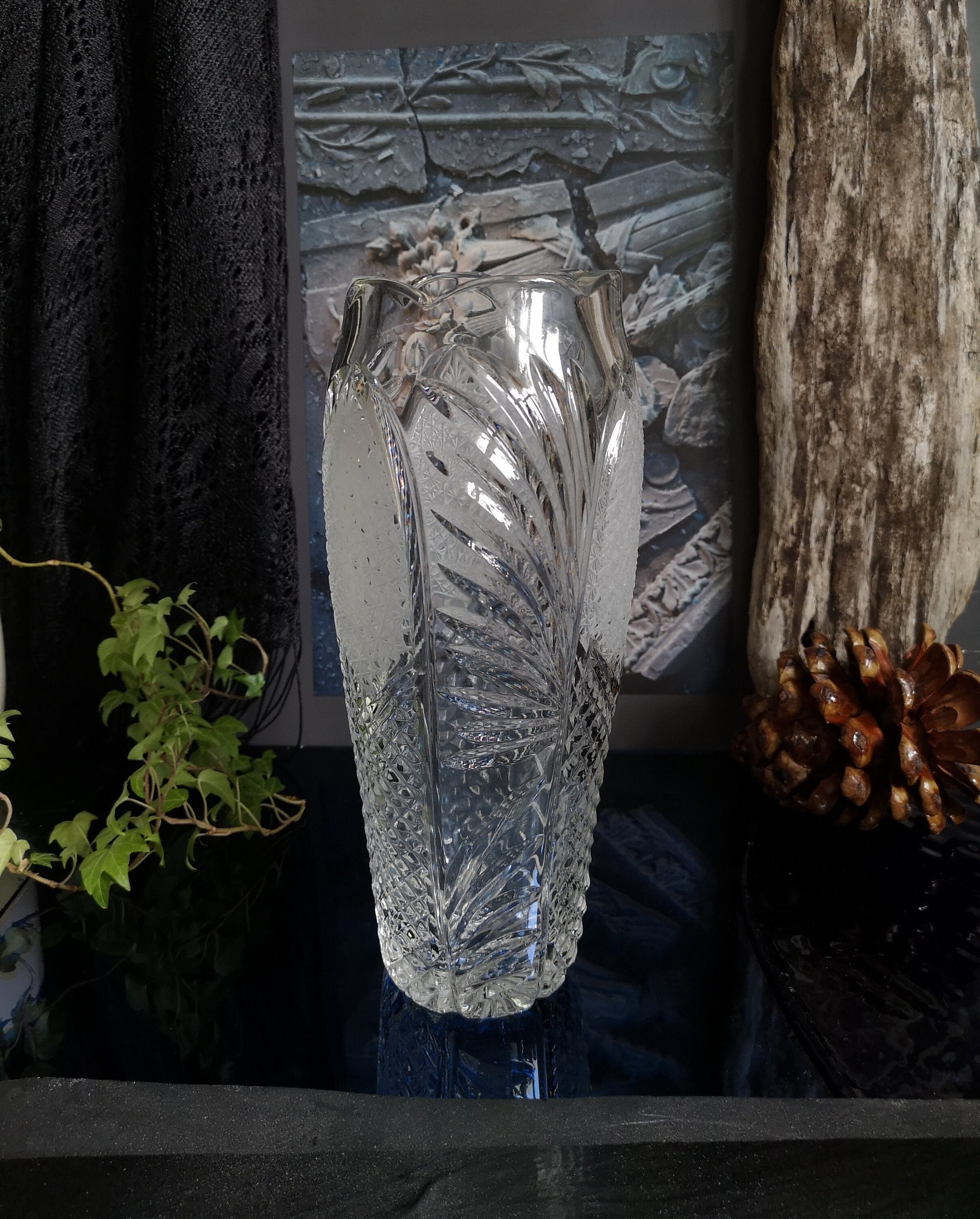 Vintage Crystal Vase Cut Crystal Vase Large Vintage Crystal Vase Large ...