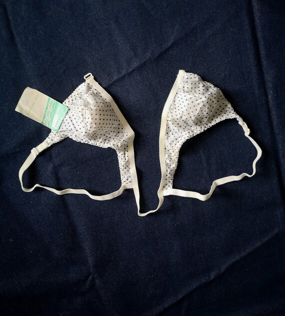 Soviet Era Vintage Brasserie Vintage White Polka Dots… - Gem