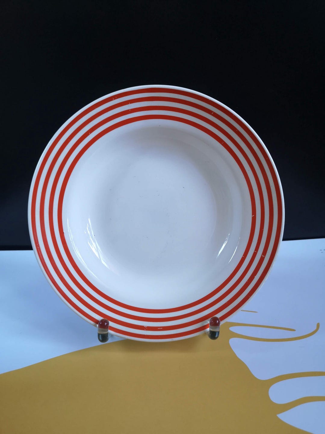 Cute Soup Plate Vintage Soviet Soup Bowl - White With Red Rim, Timeless ...