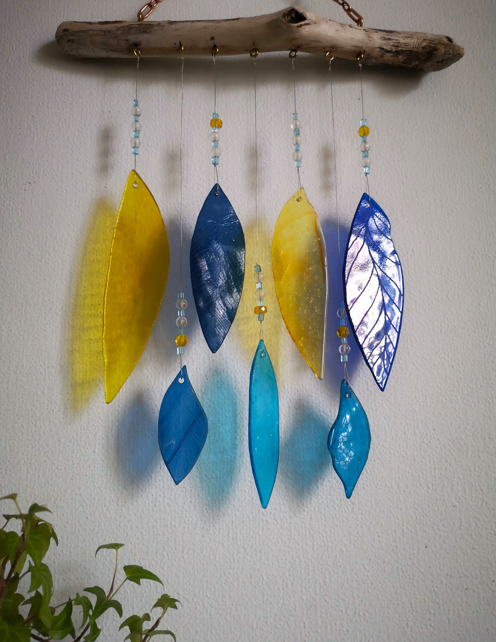 Handmade Beautiful Stained Glass Wind Chime Sun Catcher Multicolor Wind ...