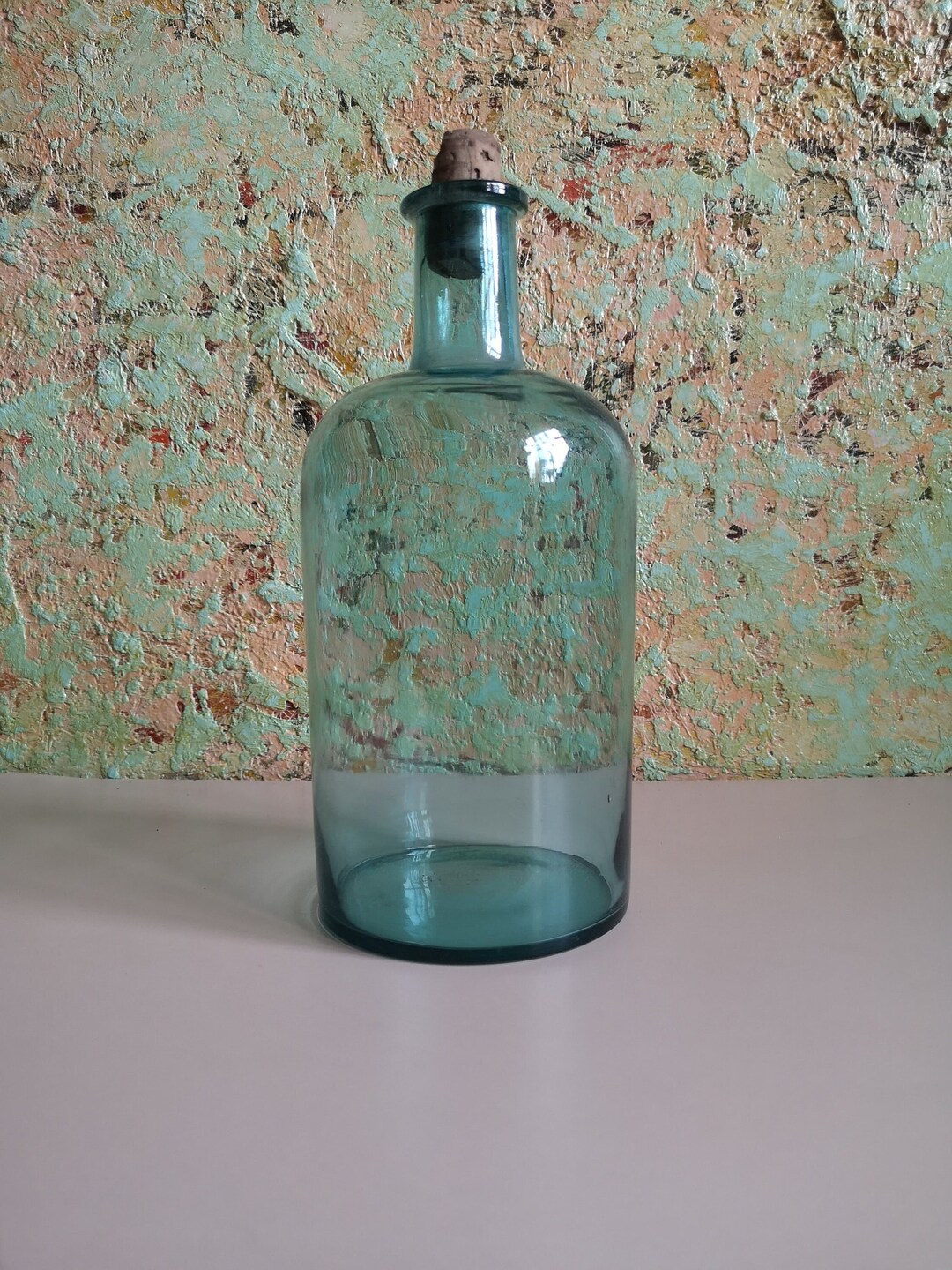 Antique Vintage Soviet Green Glass Jar With Cork Home Decor Glass ...