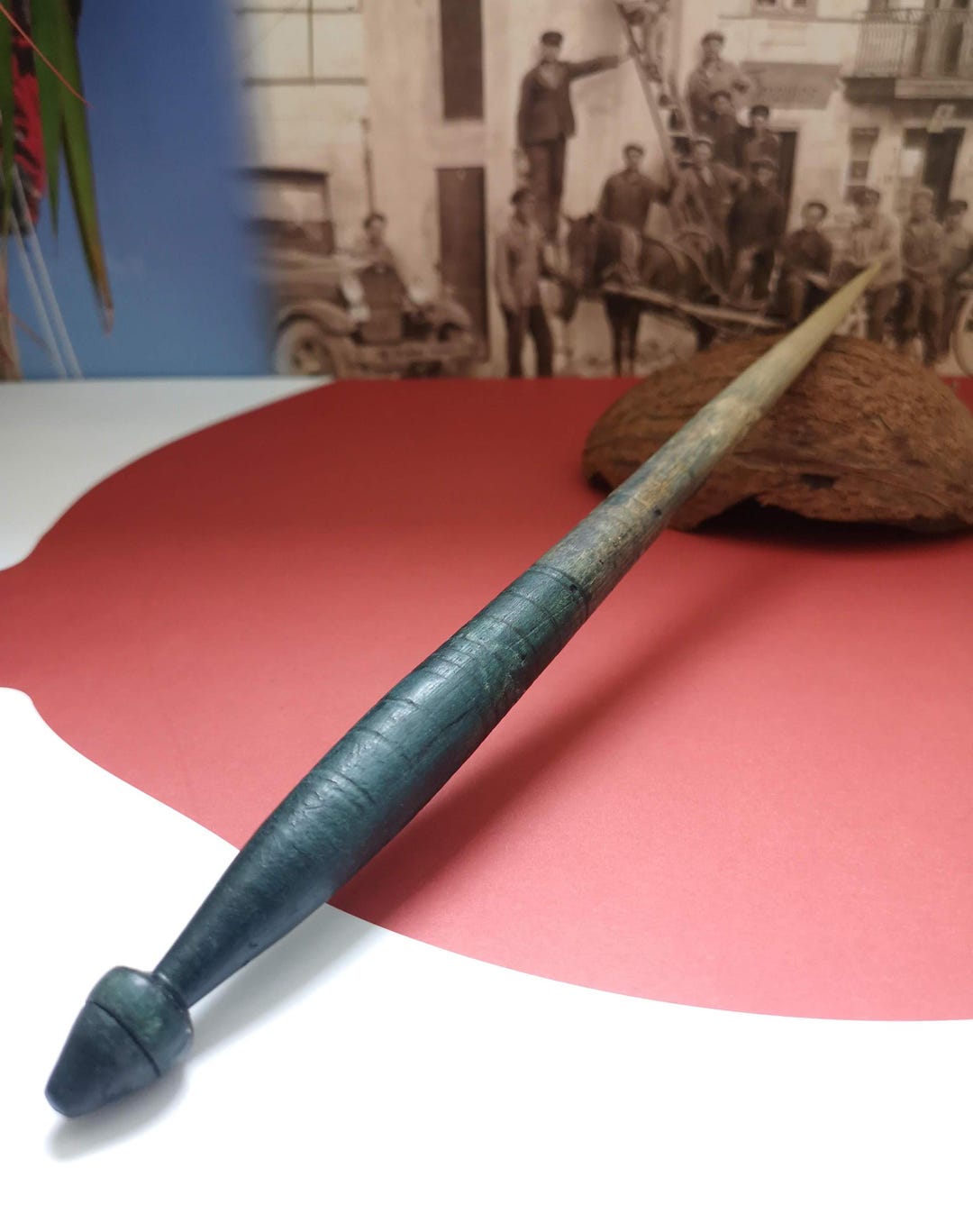 Vintage Wooden Pointer Stick 32 Cm (12.6”) – Natural Wood & Blue-green ...