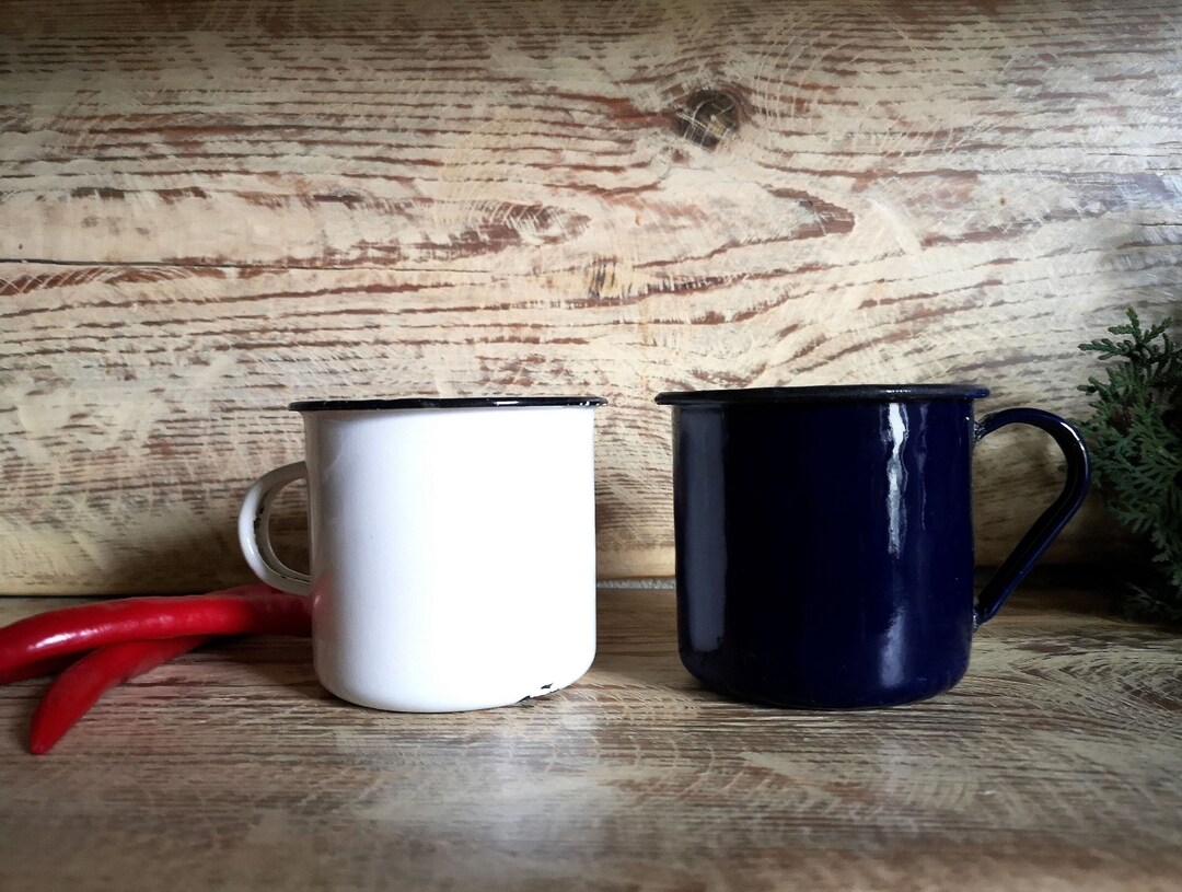 Soviet Vintage Enamel Mug, Traveler Mug, Soviet Enamel Dishes, Camping ...