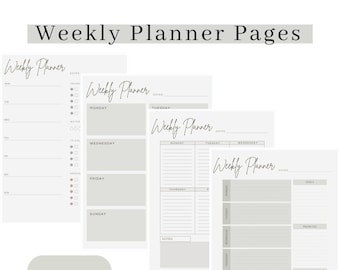 Weekly Planner With Cover Page, Weekly Planner Printable, Weekly Agenda ...