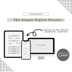 Simple Digital Planner, Editable Undated Digital Planner, Minimalist ...