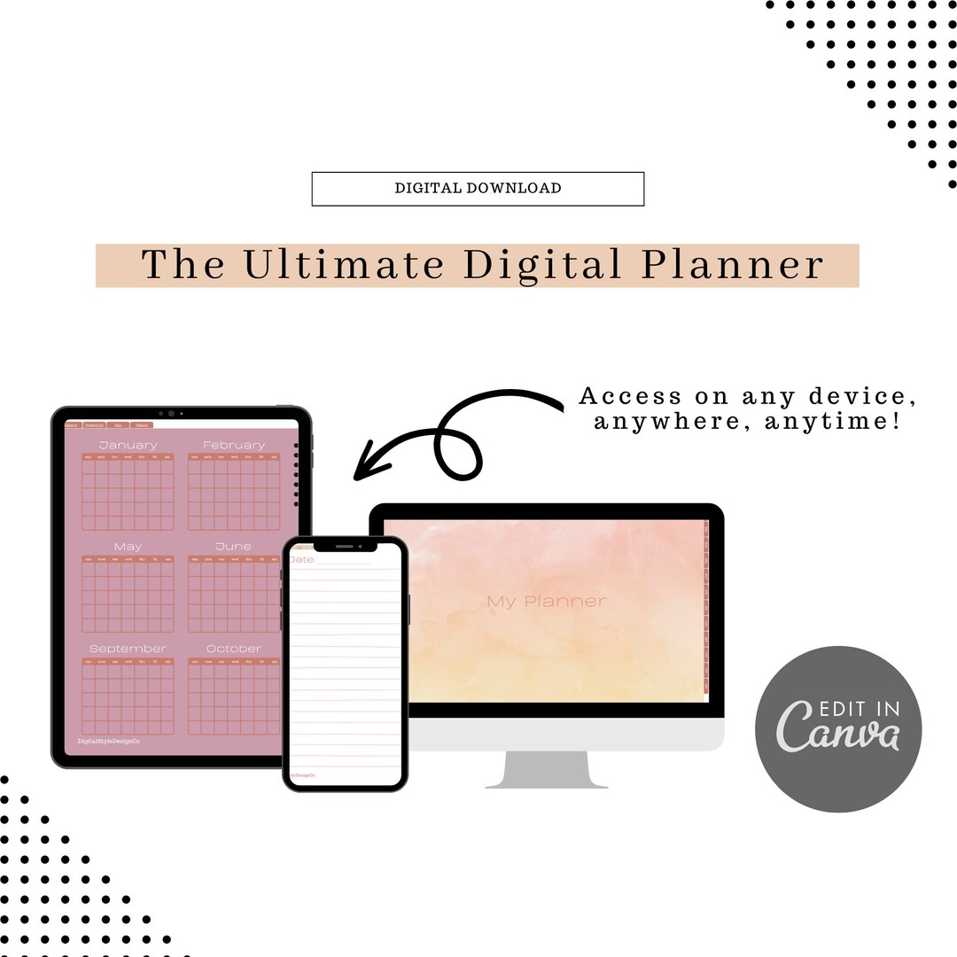 Undated Digital Planner, Editable Digital Planner, Monthly Weekly ...