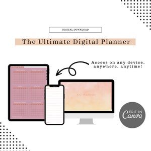 Undated Digital Planner, Editable Digital Planner, Monthly Weekly ...