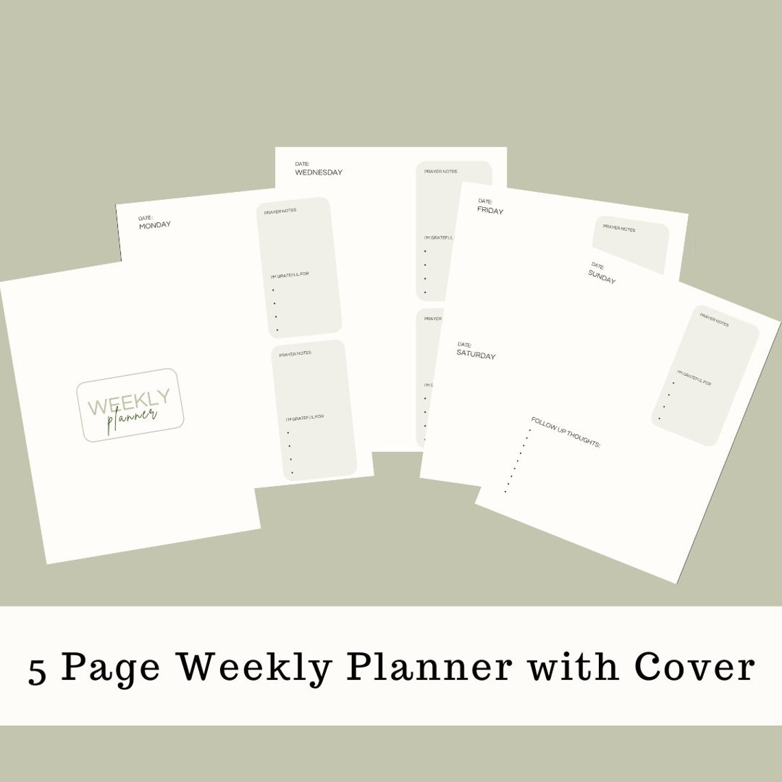 Weekly Planner With Cover Page, Weekly Planner Printable, Weekly Agenda ...